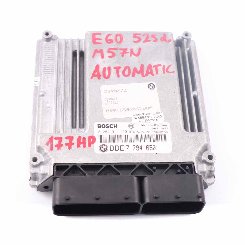 BMW E60 E61 525d Diesel M57N 177HP Module ECU Contrôle Moteur DDE 7794650